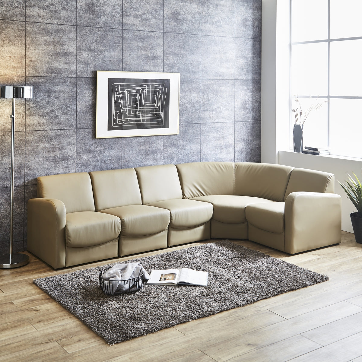 【開梱設置】KaguBuy アイン コーナーソファ5点セット ソファセット 4人掛け 合皮 合成皮革 PVC シンプル 4P 4人用 コーナ