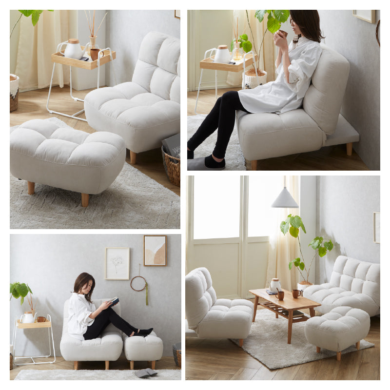 KaguBuy ヌアージュ スツール オットマン ソファ 足置き 椅子 イス 一人 1人掛け ローソファ 一人用 ゆったり 可愛い ホワイト